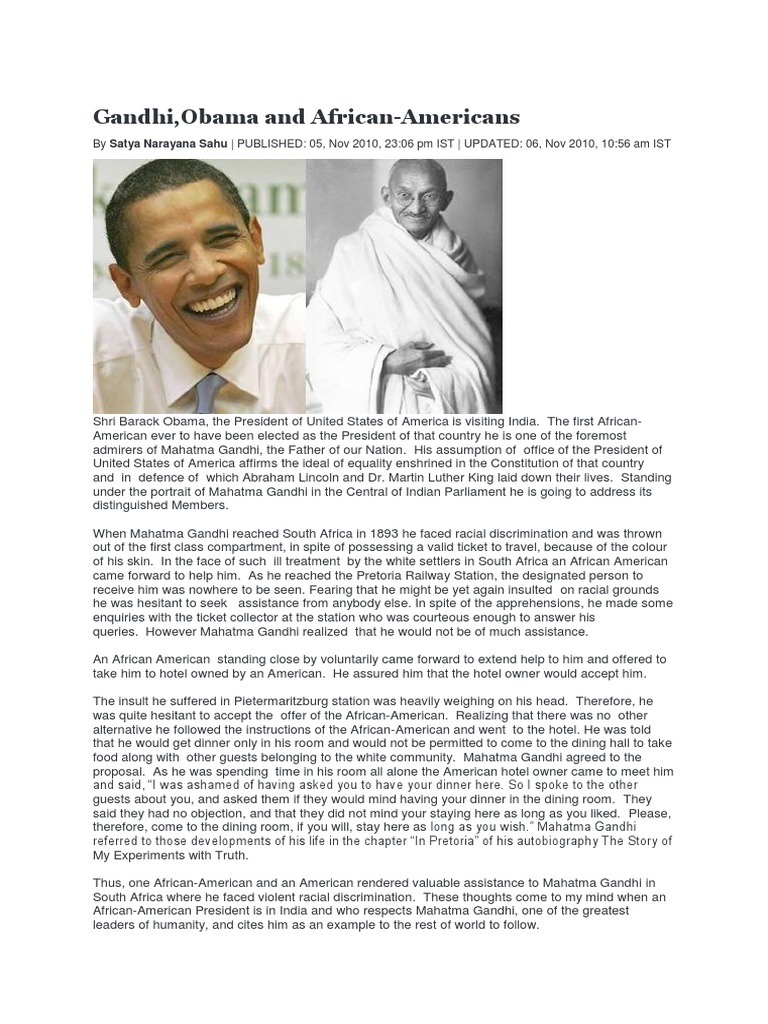 Gandhi Obama South Africans | PDF | Mahatma Gandhi | Martin Luther King Jr.