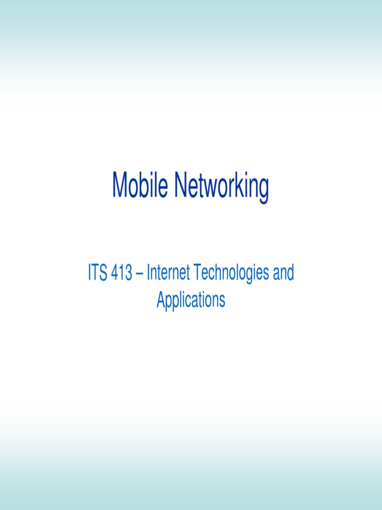 ITS413Y09S2L06 Mobile Networking | PDF | Wireless Lan | Computer Network