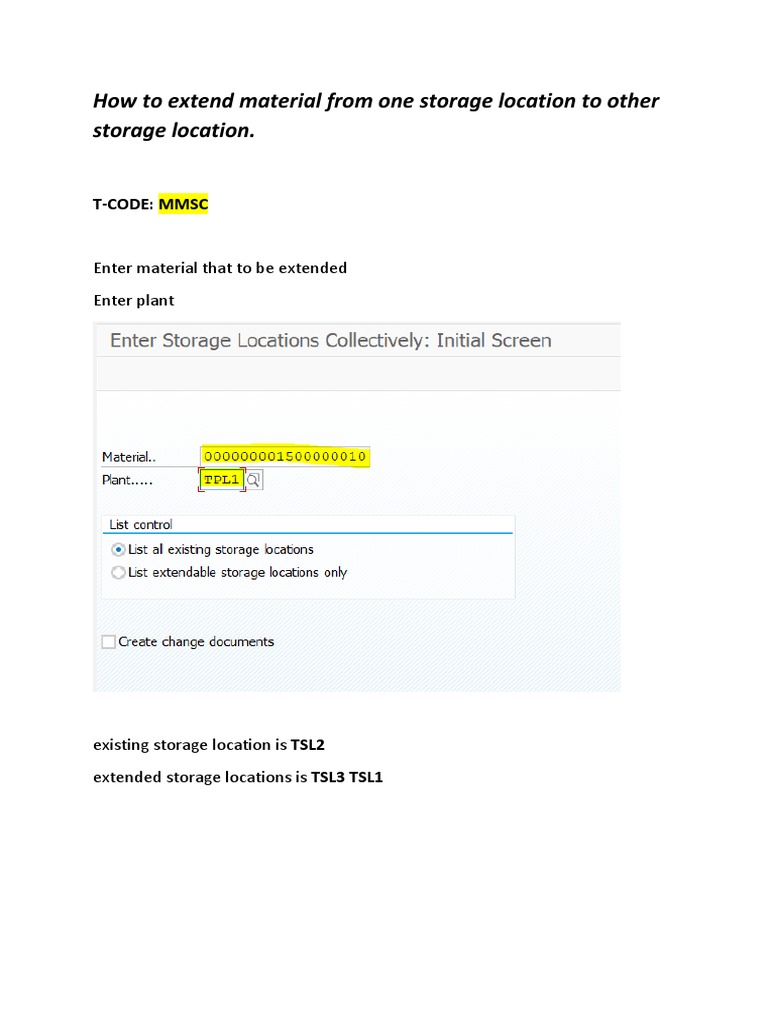Extend Material To Other Storage Locations | PDF