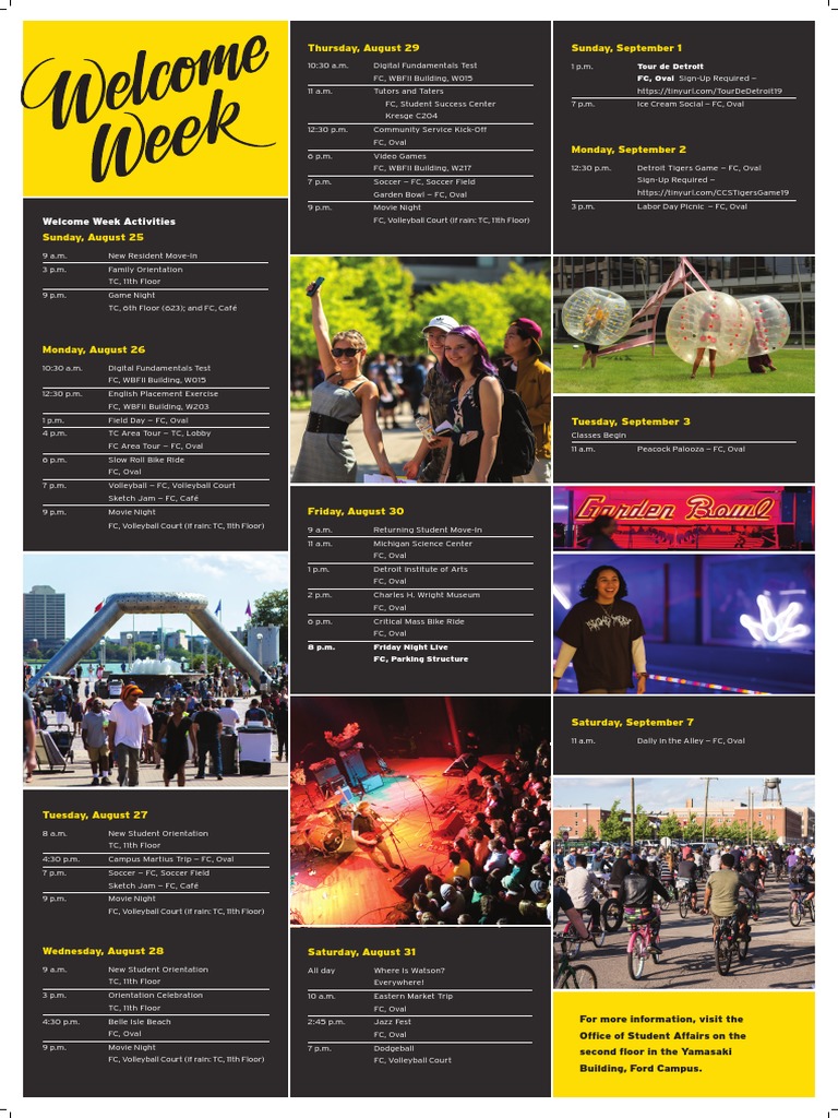 CCS Welcome Week 2019 | PDF | Sports | Leisure