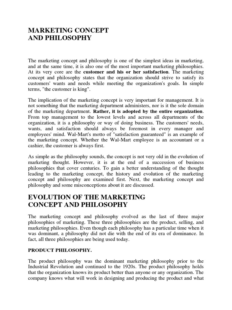 Evolution of The Marketing Concept and Philosophy 18 7 2019 | PDF ...