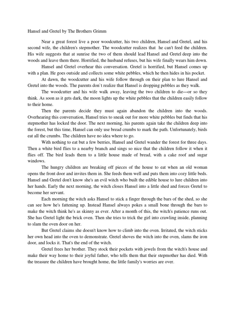 Summary of Hansel and Gretel | PDF | Hansel And Gretel (Opera) | Hansel ...
