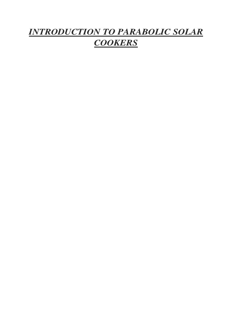 Introduction to Parabolic Solar Cookers | PDF | Solar Energy | Equipment