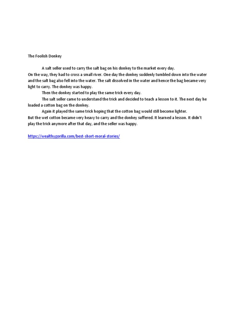 The Foolish Donkey Moral Story | Nature