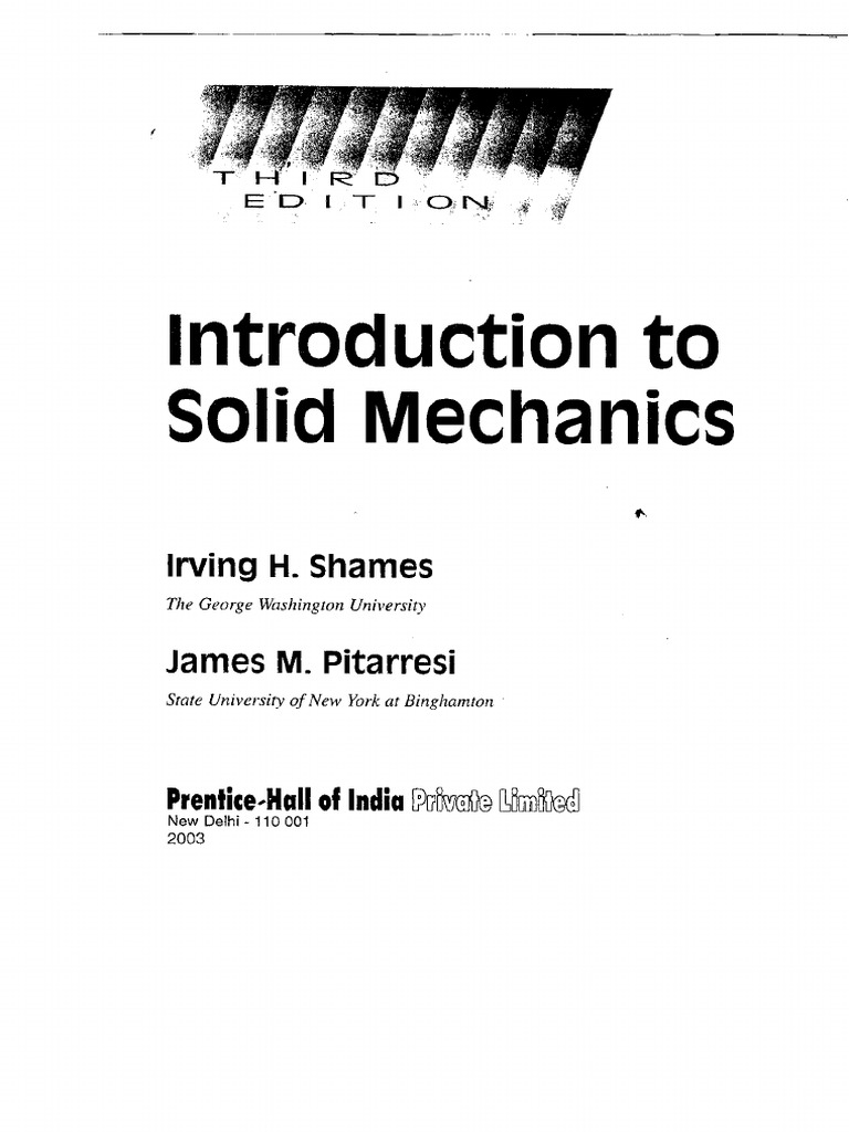 Introduction To Solid Mechanics by Shames & Pitarresi 3 Ed PDF | PDF