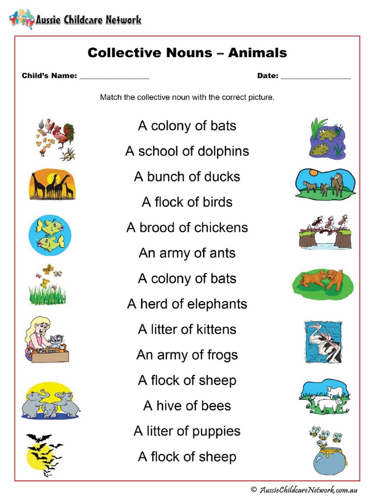 Collective Nouns Worksheet Pdf Collective Noun Worksheets | Games4esl