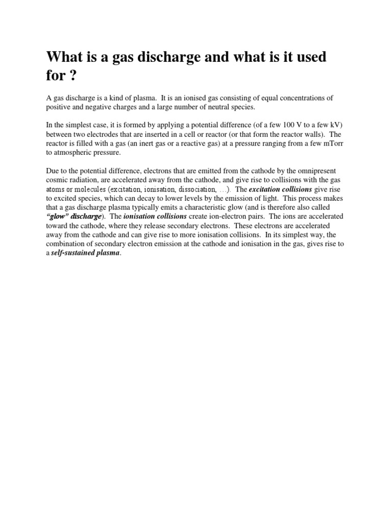 Understanding Gas Discharge Plasmas | PDF