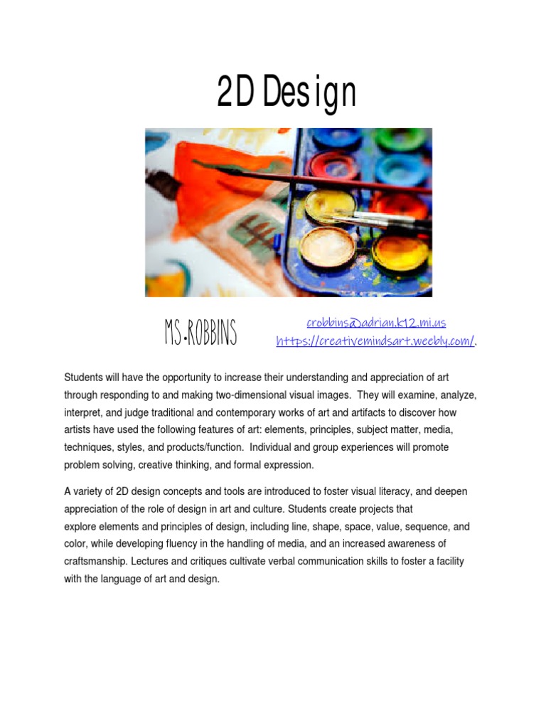 2d Design Syllabus | PDF | Homework | Psychology
