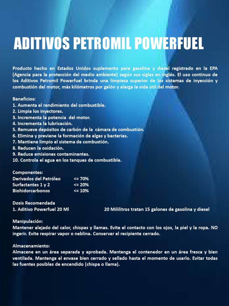 Ficha Tecnica Petromil Powerfuel | PDF