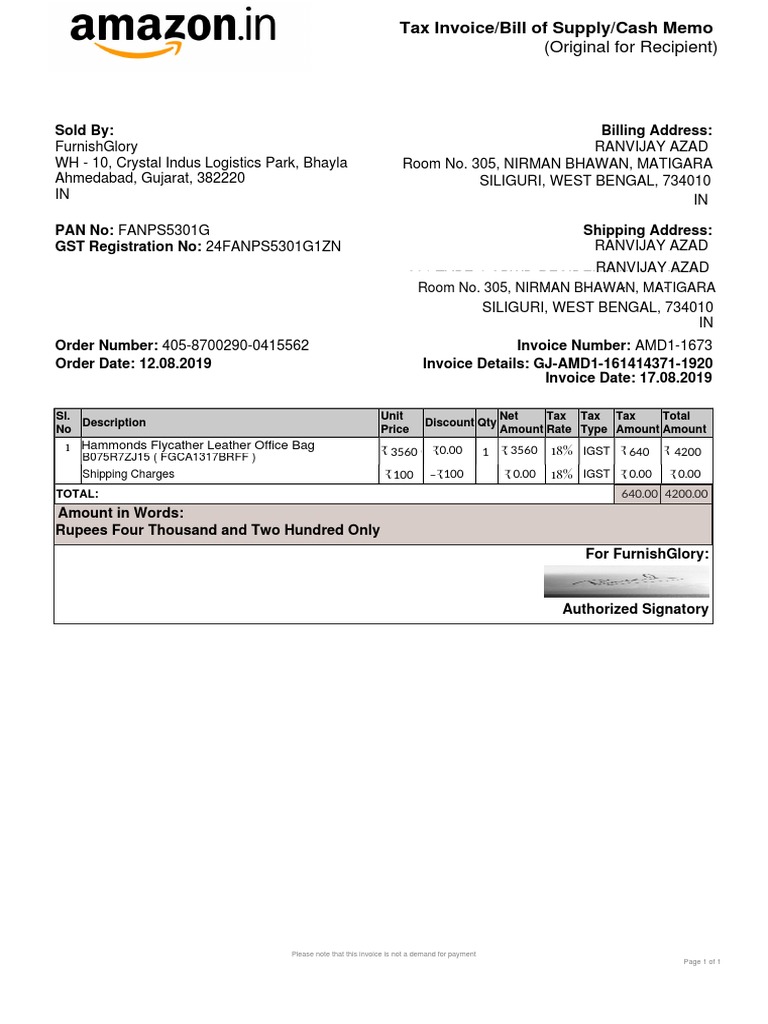 Invoice Ofice Bag | PDF | Invoice | Government Finances