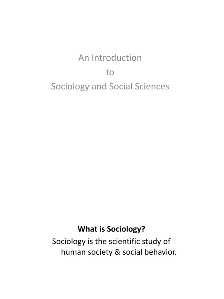 An Introduction To Sociology and Social Sciences | PDF | Social Science ...