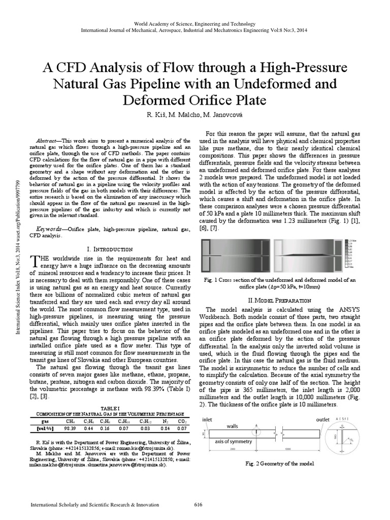 A CFD Analysis of Flow Through A High Pressure Natural Gas Pipeline ...