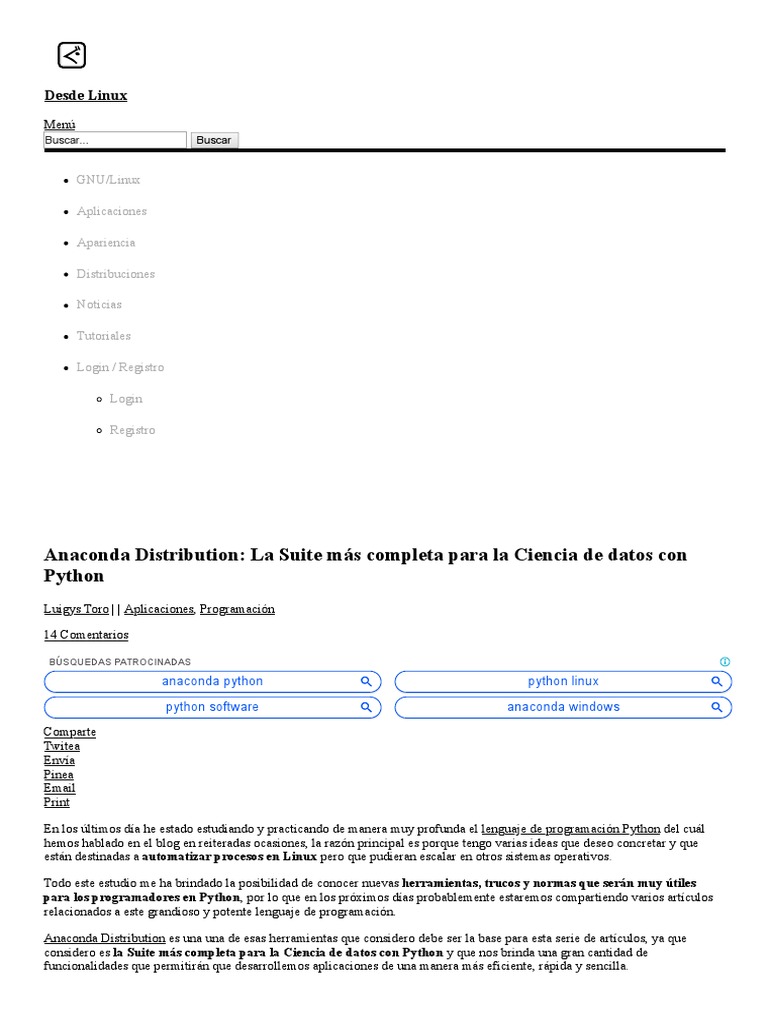 Anaconda Distribution - La Suite Más Completa para La Ciencia de Datos ...