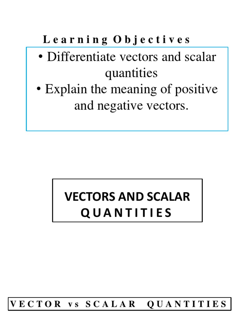 Learningobjectives: - Differentiate Vectors and Scalar Quantities - Explain The Meaning of ...