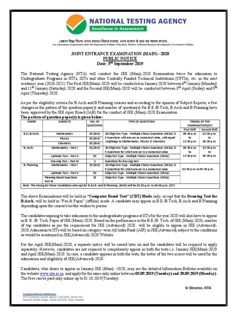 Jee Pattern Change | PDF | Student Assessment And Evaluation ...