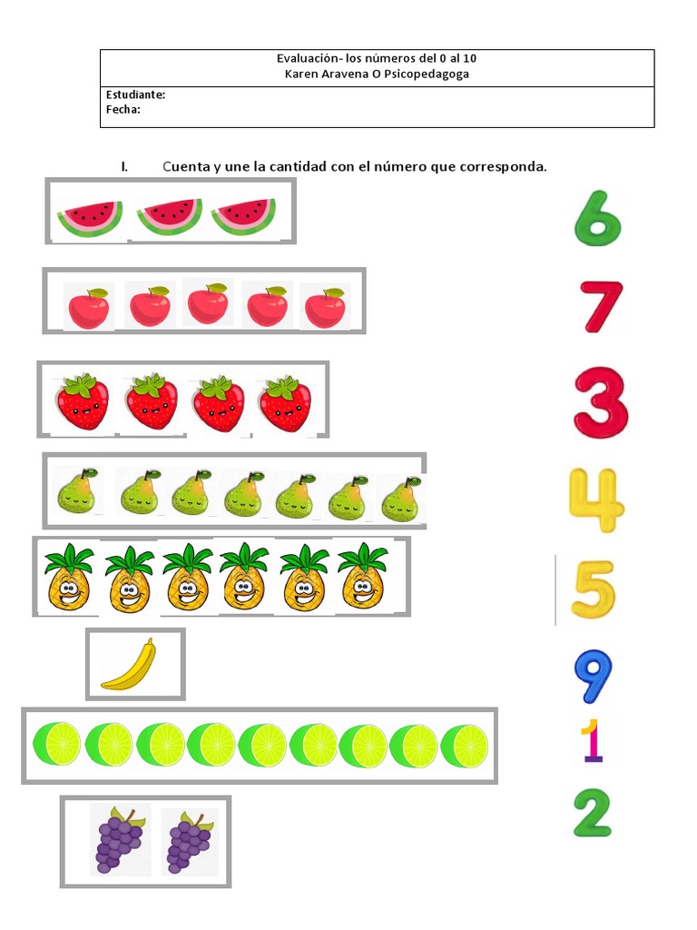 Evaluación Numeros 0 Al 10 | PDF