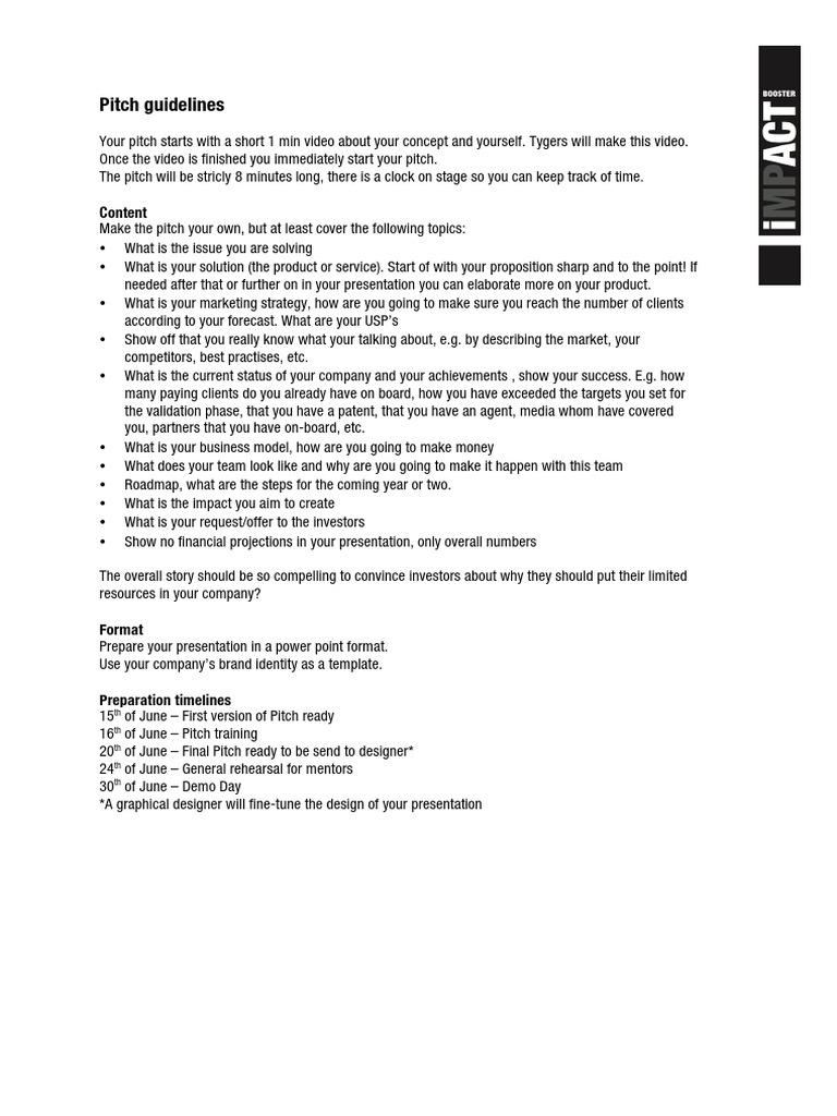 Pitch Guidelines for Investors | PDF