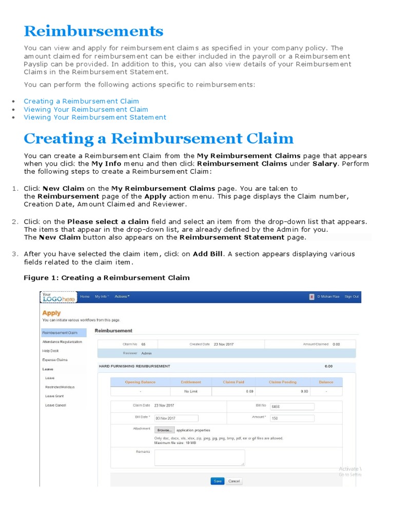Reimbursement Claim Process Flow | PDF | Computing | Software