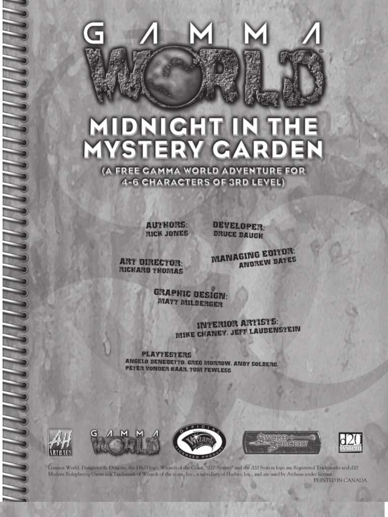 D20 Modern - Gamma World - Midnight in The Mistery Garden | PDF ...