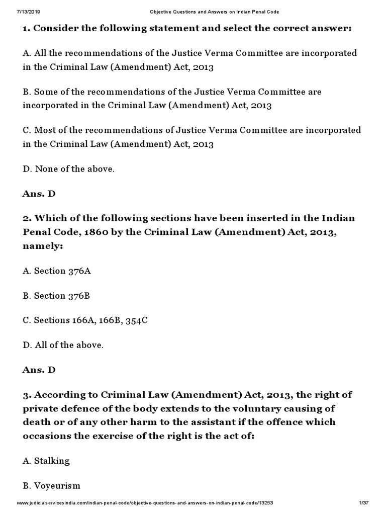 MCQ Ipc | PDF | Fine (Penalty) | Crime & Violence