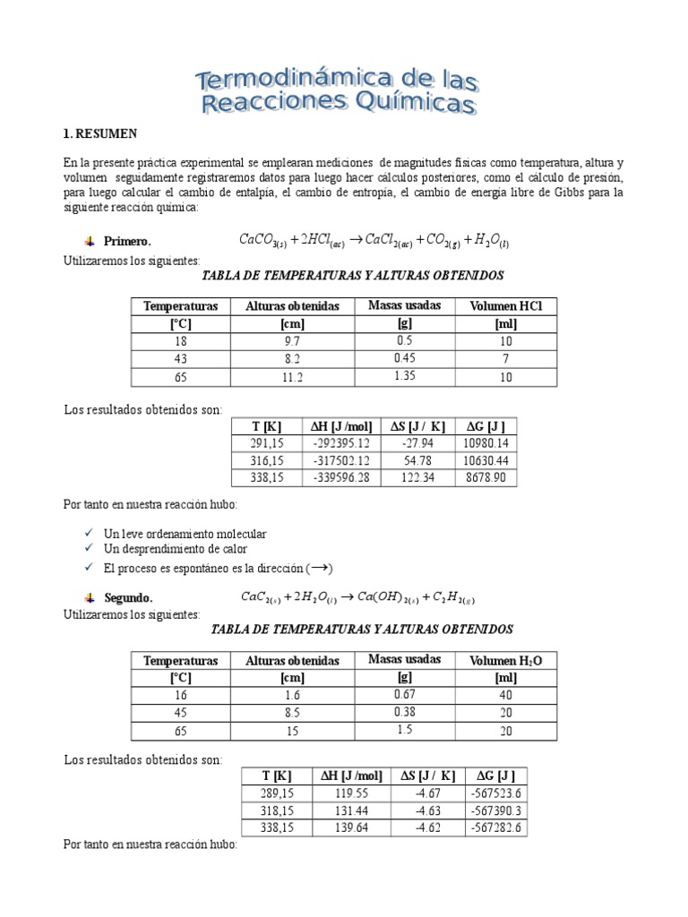 Lab 9 QMC 1206 | PDF | Energía libre de Gibbs | Equilibrio químico