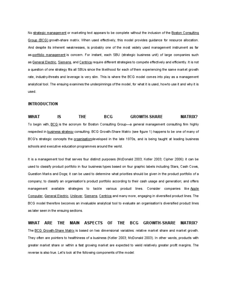 Understanding the BCG Growth-Share Matrix | PDF | Profit (Economics ...