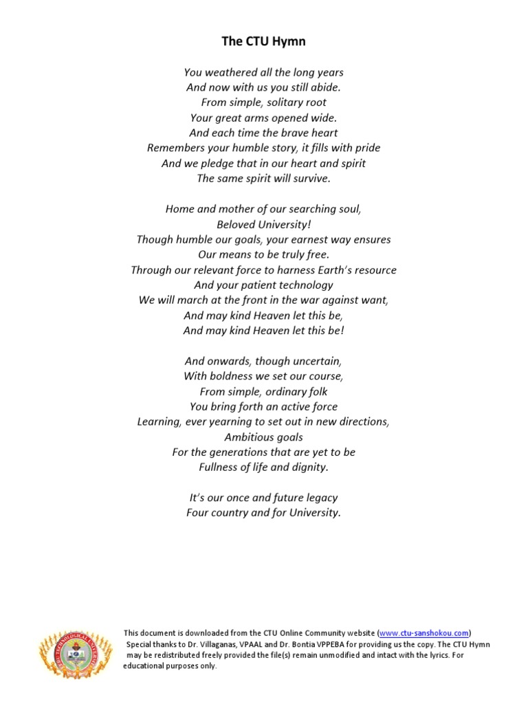 CTU Hymn Lyrics | PDF
