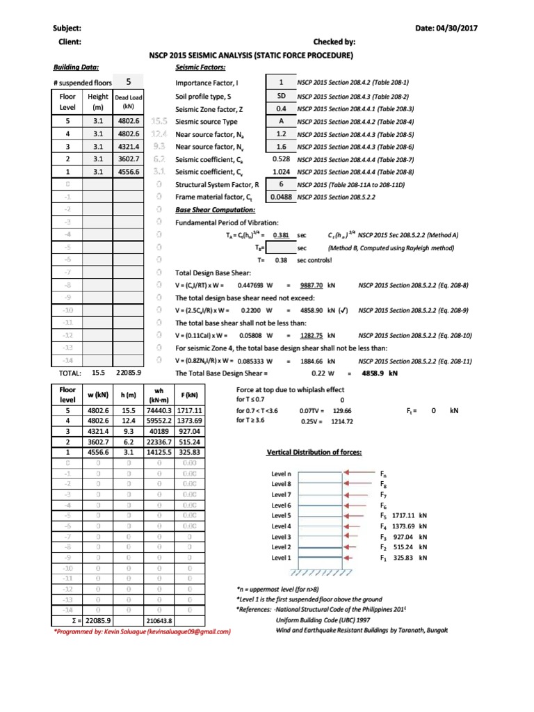 Seismic-Analysis Vertical Distribution of Forces PDF | PDF ...