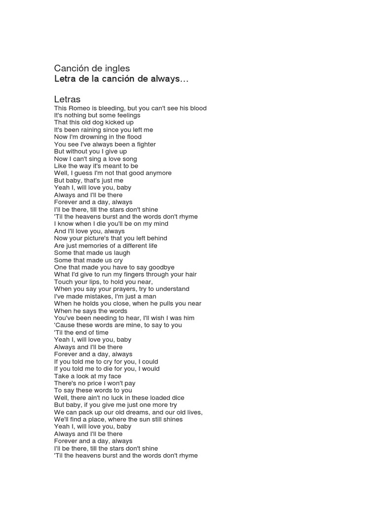 Letra de "Always" y "Como Yo" | PDF | Spanish Language Music