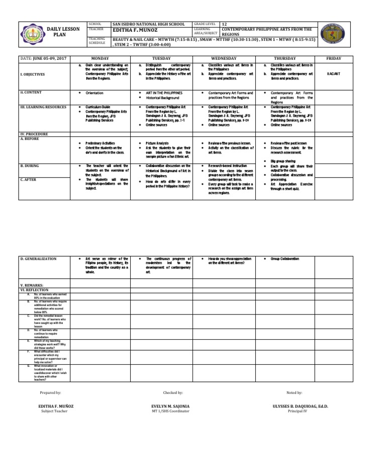Cpar Sample DLP | PDF | Rubric (Academic) | Teaching