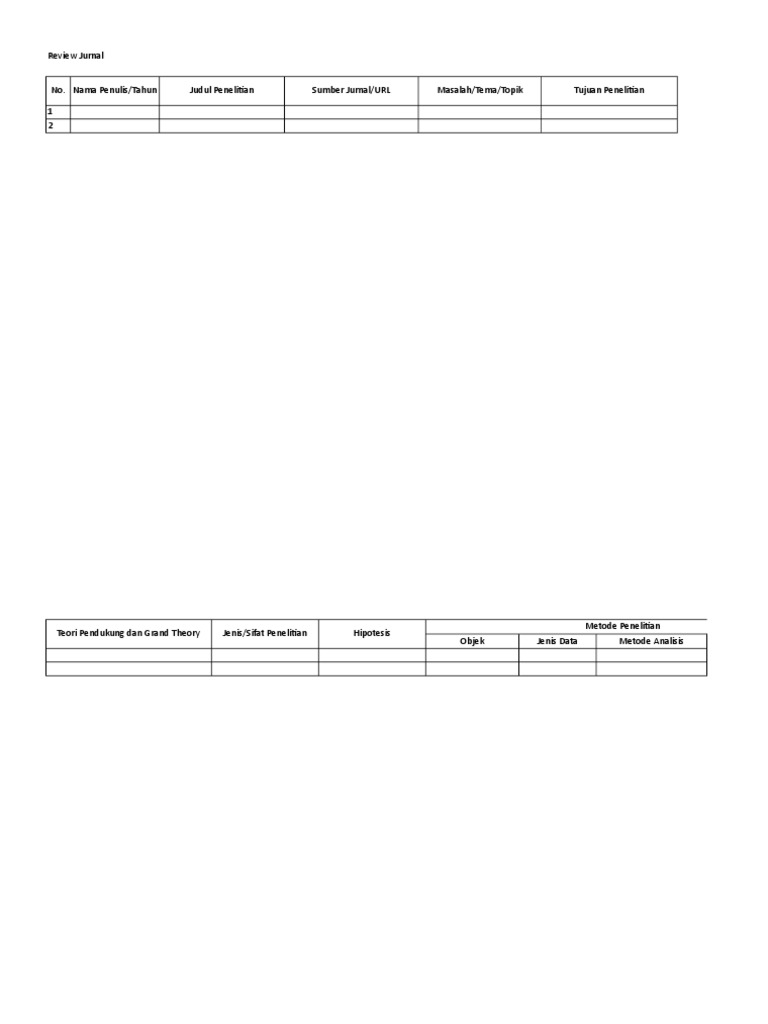 Tabel Review Jurnal | PDF