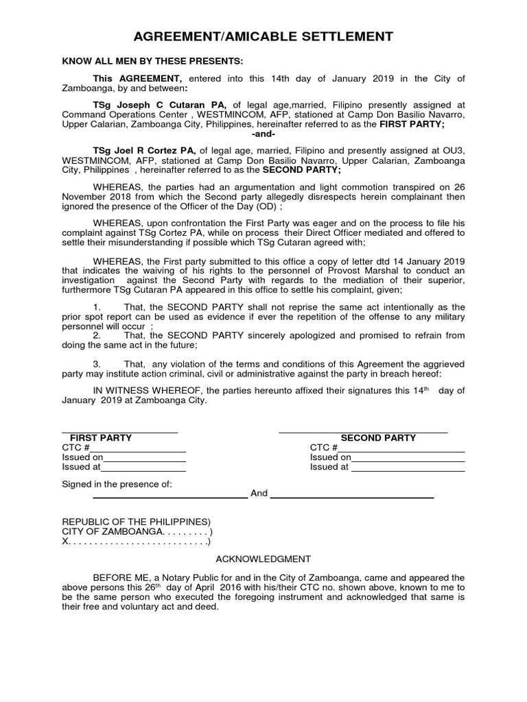 Agreement Template | PDF | Philippines | Notary Public