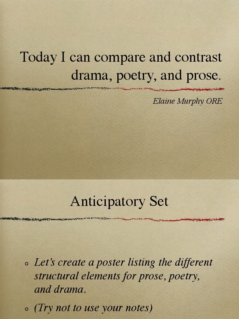 Compare and Contrast Poetry Drama Prose | PDF | Batting (Baseball) | Poetry