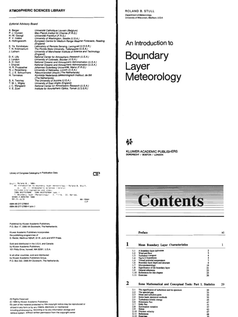 STULL (1988) - Boundary Layer Meteorology PDF | PDF