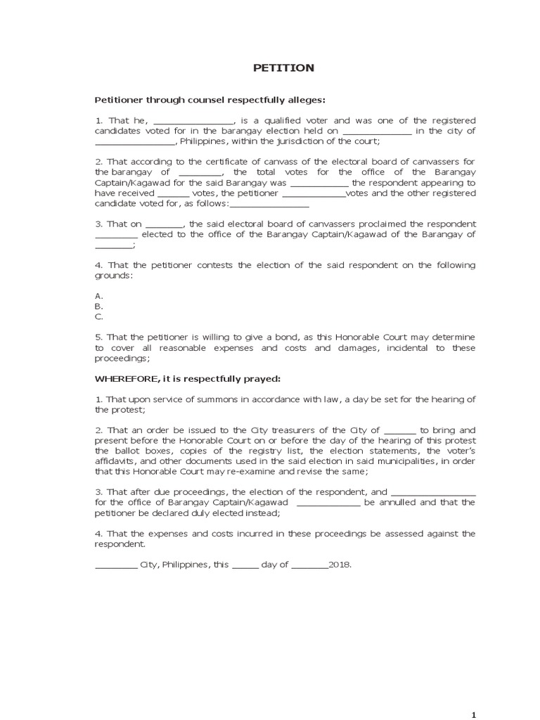 Election Protest Sample | PDF | Elections | Voting