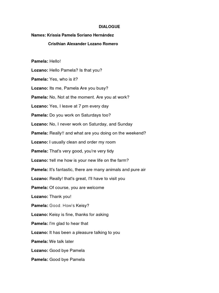Dialogue Names: Krissia Pamela Soriano Hernández Cristhian Alexander ...