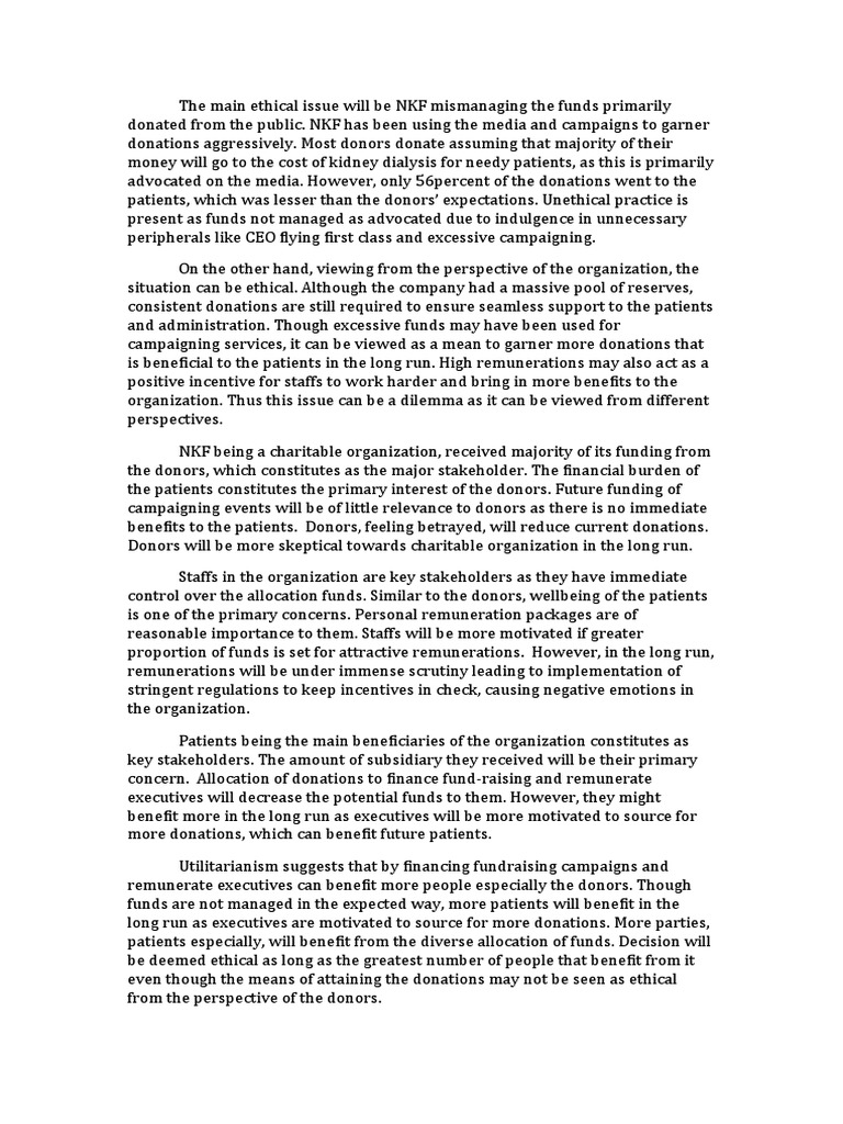 An Analysis of the Ethical Dilemmas Faced by the National Kidney ...