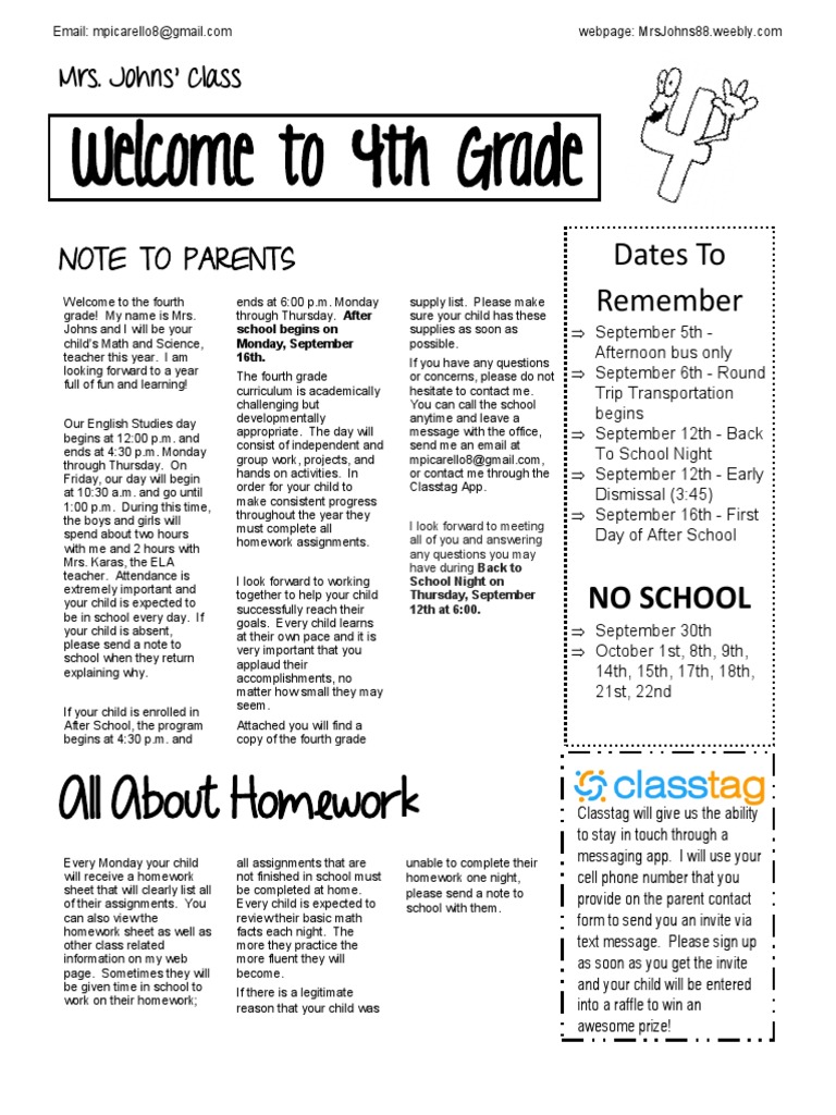 Welcome Packet 2019-2020 Johns For Webpage | PDF | Homework | Behavior ...