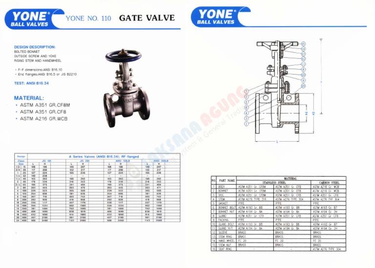 Catalog Gate Valve Yone | PDF