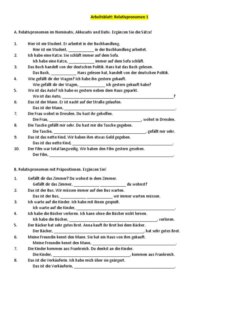 AB Relativpronomen 1 | PDF