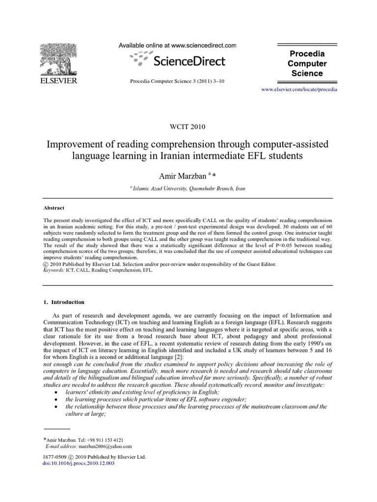 Reading Comprehension and Technology Article | PDF | Educational ...