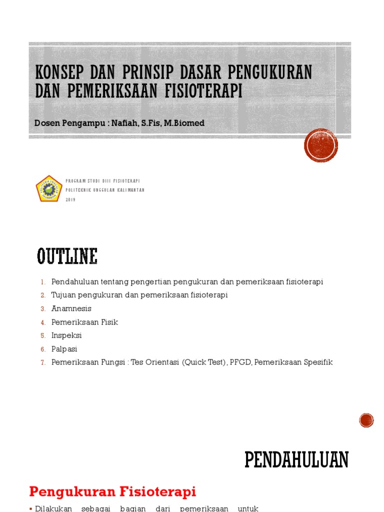 2-3 Konsep Dan Prinsip Dasar Pengukuran Dan Pemeriksaan Fisioterapi (T) | PDF | Pengembangan Diri