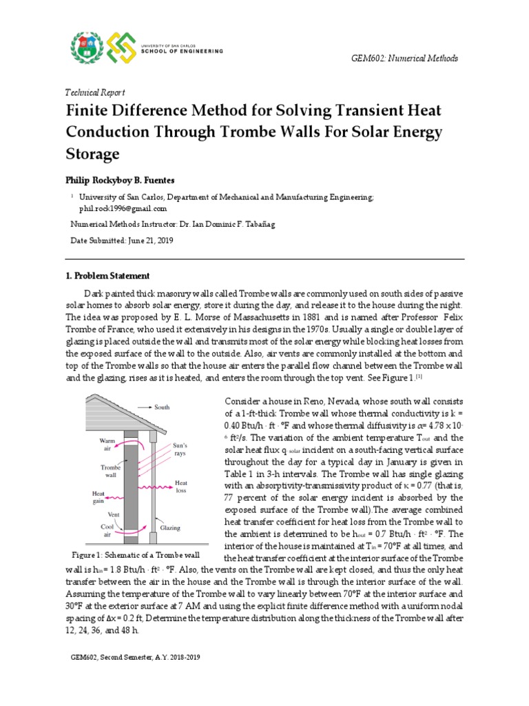 Finite Difference Method For Solving Transient Heat Conduction Through ...