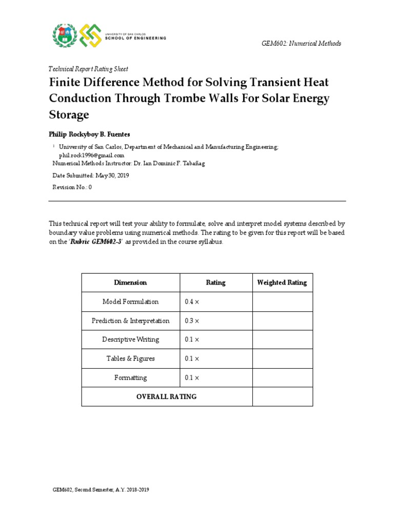 Finite Difference Method For Solving Transient Heat Conduction Through ...