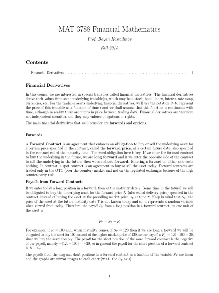 Introduction To Financial Mathematics Op | PDF | Put Option | Option ...