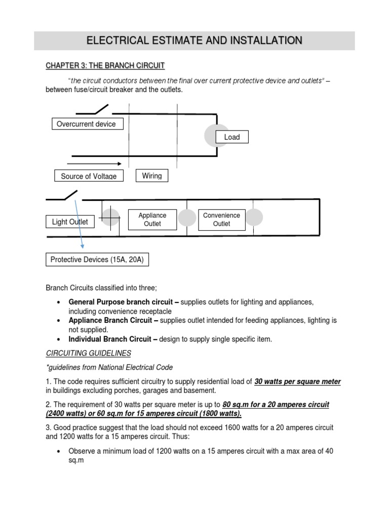 Electrical Estimate and Installation: Circuiting Guidelines Guidelines ...