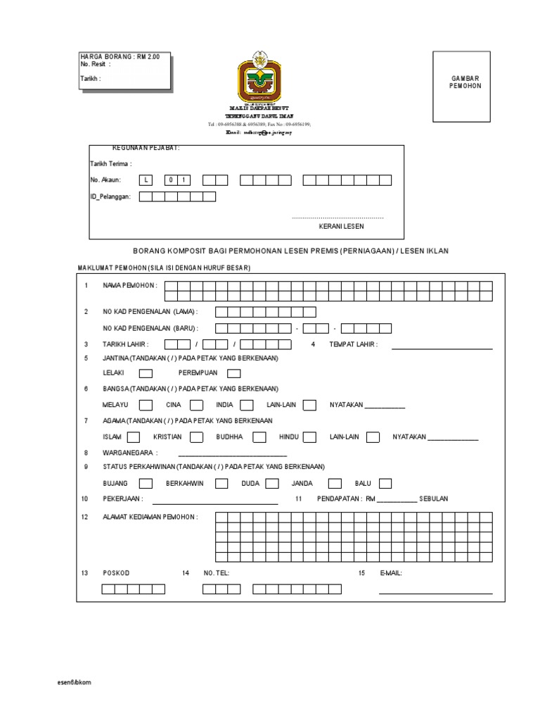 Borang Permohonan Lesen Perniagaan Pdf