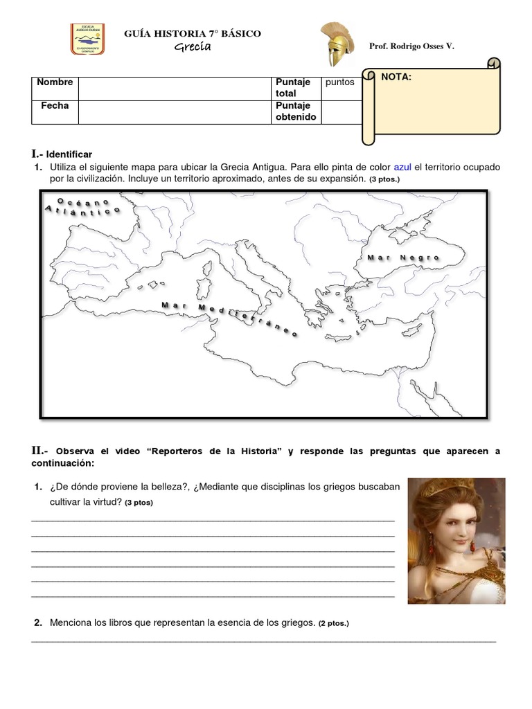 Actividades sobre Grecia Antigua para 7° Básico | PDF | Antigua Grecia ...