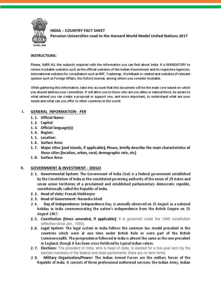 India Country Fact Sheet Overview | PDF | International Relations ...