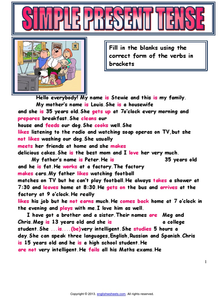 Simple Present Tense Reading 1 (Autoguardado) | PDF | Foods